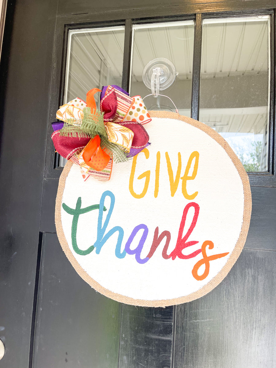 Give Thanks Door Hanger in Fall Colors – DoorCandybyMeg